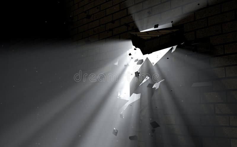 Wall Break through and Light Stock Illustration - Illustration of light ...