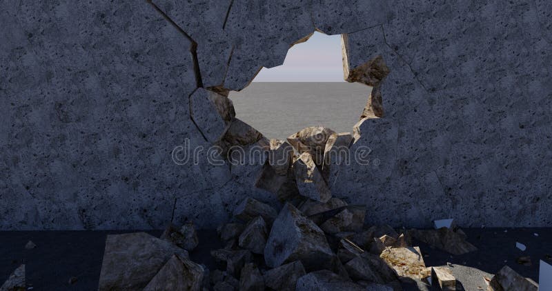 Wall with Breakdown in the Middle 3d-rendered Stock Photo - Image of ...