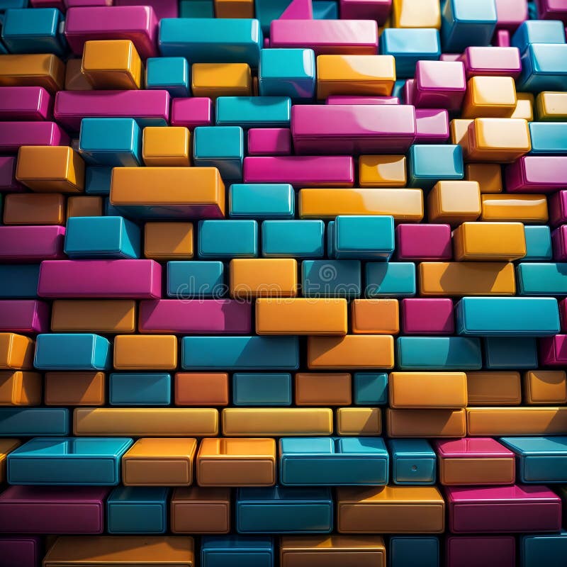 Wall of Brick Blocks Pink Blue Colors Background Stock Illustration ...