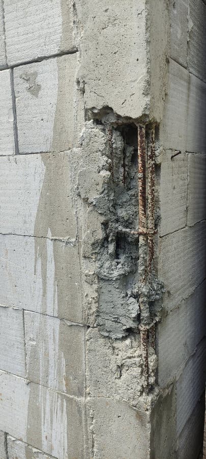 Wall Brick and Concrete Column Stock Image - Image of concrete, column ...