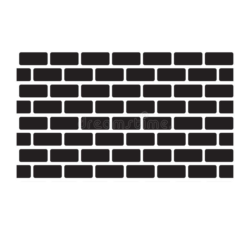 Wall Brick Icon White Background. Wall Sign. Black Brick Wall Seamless ...