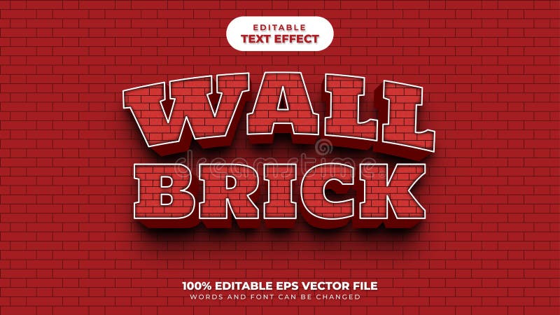 Wall Brick Text Effect, Editable Text Effect Stock Vector ...