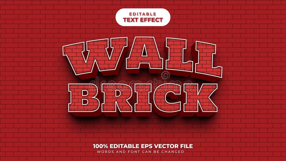 Wall Brick Text Effect, Editable Text Effect Stock Vector ...