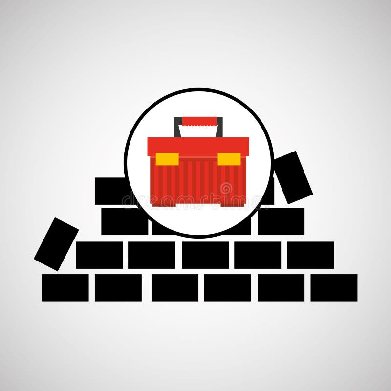 Wall brick tool box design stock vector. Illustration of helmet - 81209563