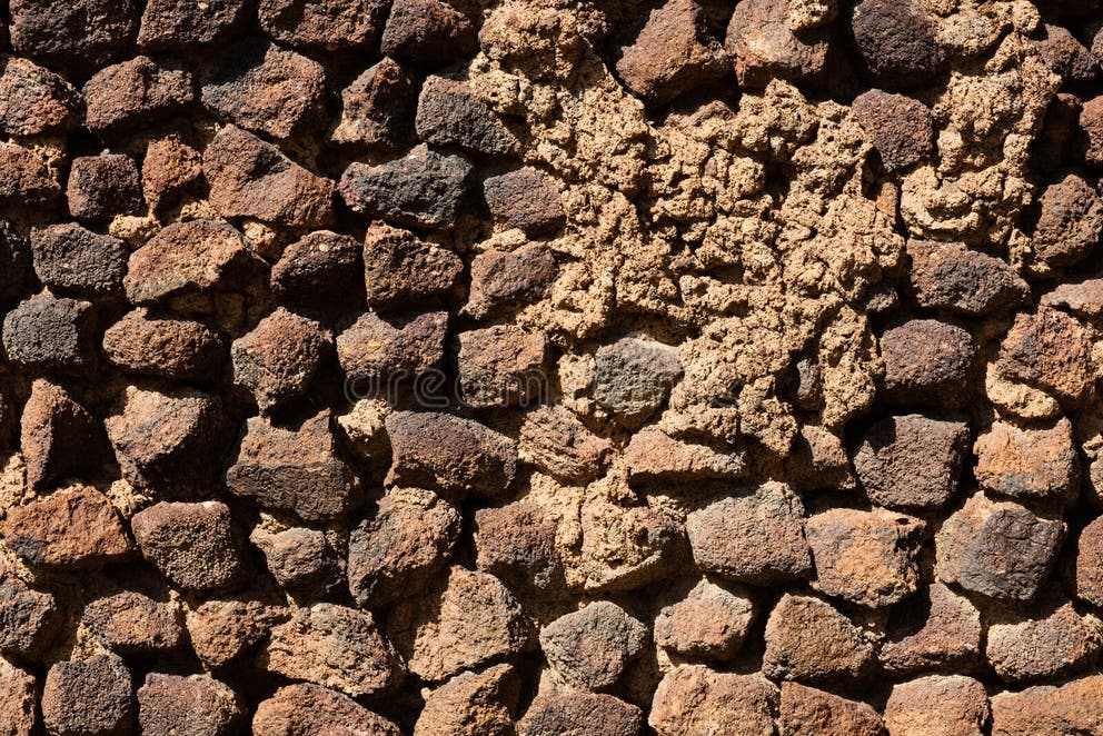 Wall of Brick, Tuff and Stone. Stock Image - Image of cement, front ...