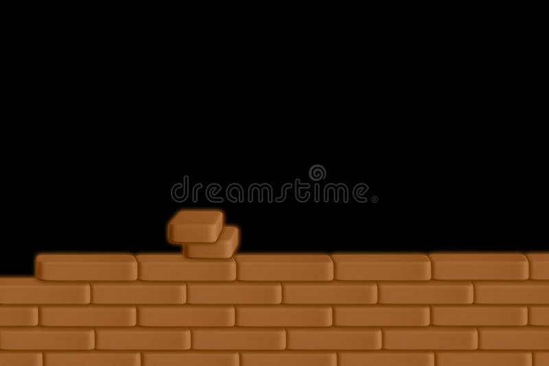 Wall of bricks. Crashed stock illustration. Illustration of brown ...