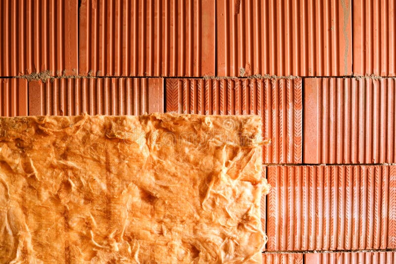 Wall of Bricks and Insulation Wool. Building with Cavity Wall ...