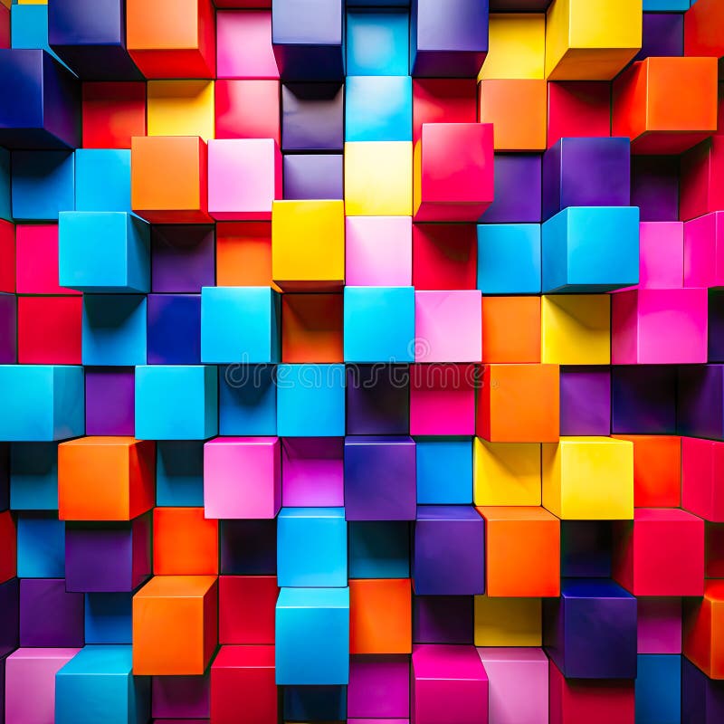A Wall of Brightly Colored Cubes Stock Photo - Image of pedestal, stand ...