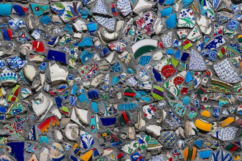 Wall with Broken Ceramic Plates Stock Image - Image of plates ...