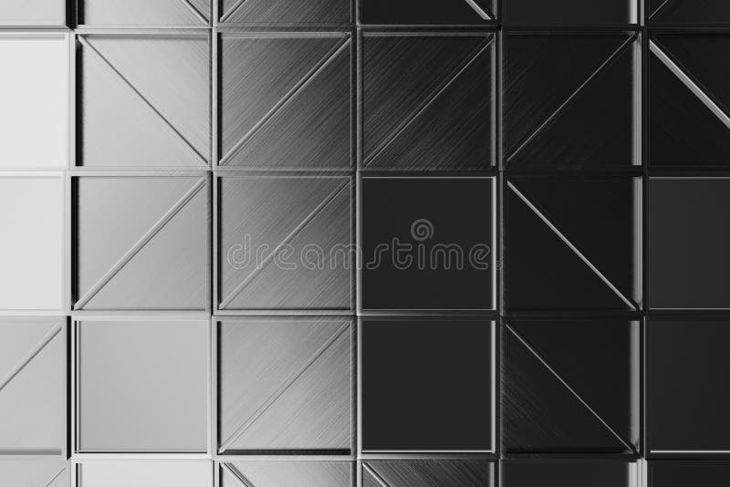 Wall of Brushed Metal Tiles with Diagonal Glowing Elements Stock ...