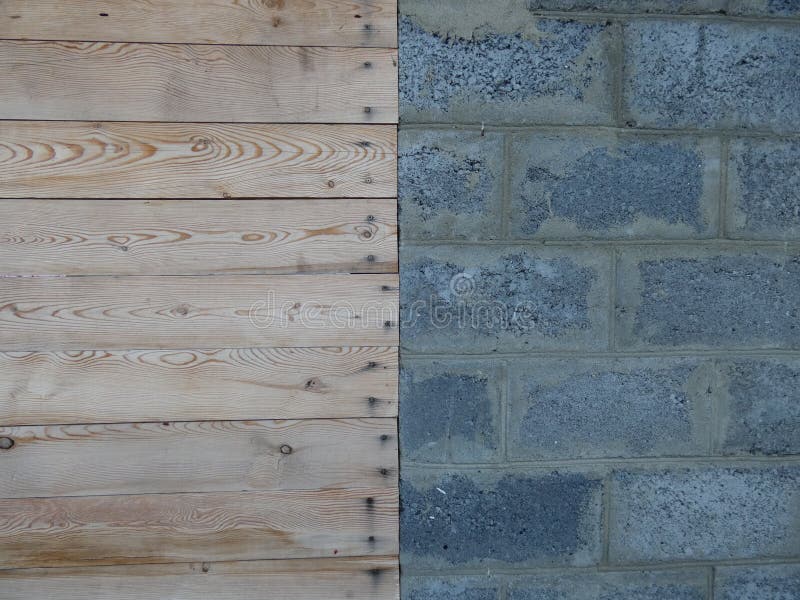 Wall of Building Blocks and Wooden Boards Stock Image - Image of ...