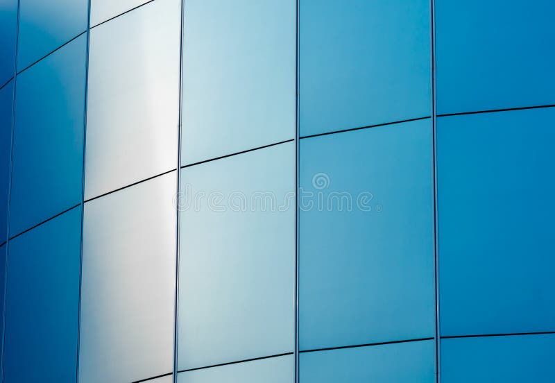 Wall of the Building with Blue Panels Stock Photo - Image of pattern ...