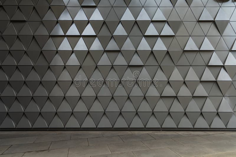 Wall of Building Full of Shiny Steel Grey Triangles Editorial Stock ...