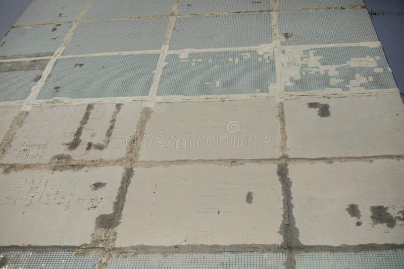 Wall of Building without Windows. Tiles on Building Stock Image - Image ...