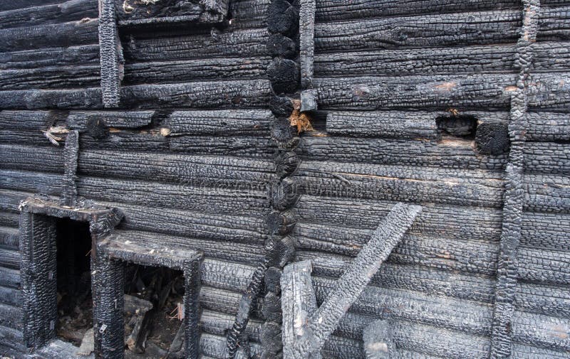 The Wall of the Burned Wooden House Stock Photo - Image of burnout ...