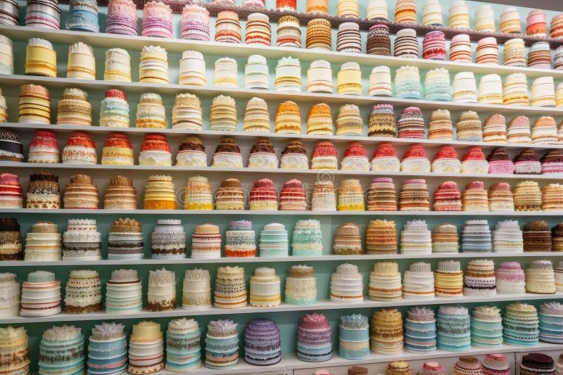 Wall of Cakes, Each Layer and Frosting Different Colors and Patterns ...