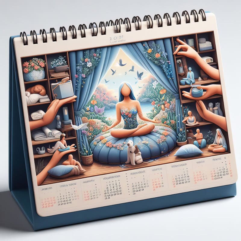 A Wall Calendar with a Built in Mini Relaxation Techniques Fo Stock ...