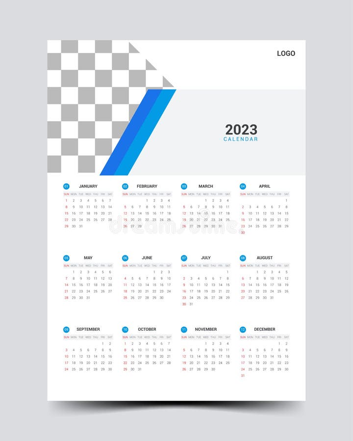 2023 Wall Calendar Design Template Stock Vector - Illustration of week ...