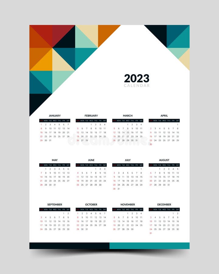 2023 Wall Calendar Design Template with Polygonal Shape Stock Vector ...