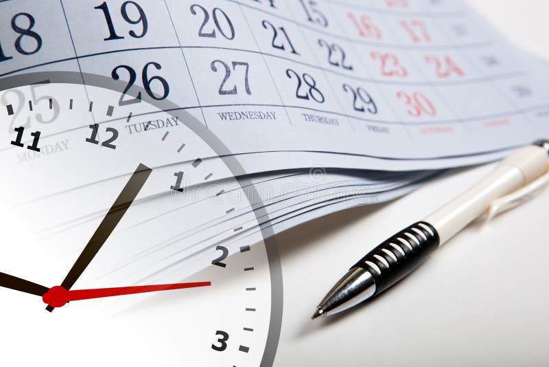 Wall Calendar with the Number of Days and Clock Stock Illustration ...