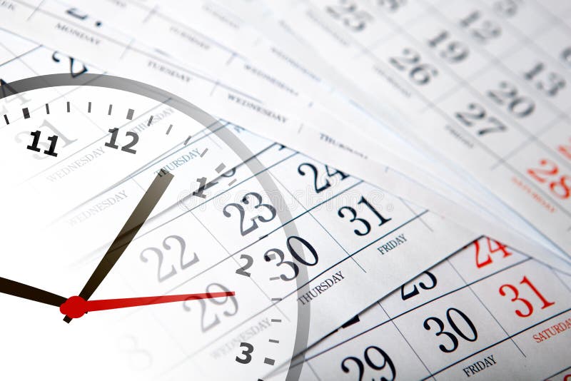 Wall Calendar with the Number of Days and Clock Stock Illustration ...