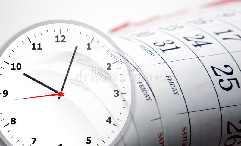 Wall Calendar with the Number of Days and Clockface Stock Photo - Image ...