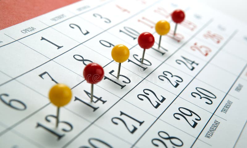 Wall Calendar with Number of Days Needles in a Row Stock Photo - Image ...