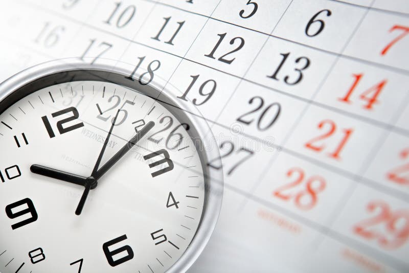 Wall Calendar with the Number of Days and White Clock Face Stock Photo ...