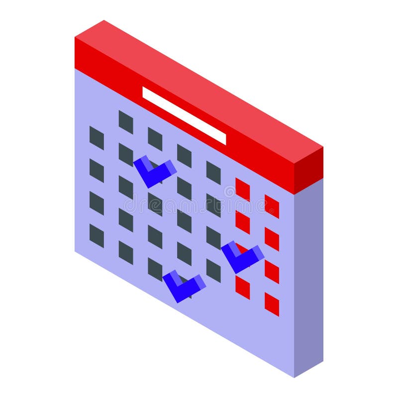 Wall Calendar Showing Month Isometric with Marked Days for Appointment ...
