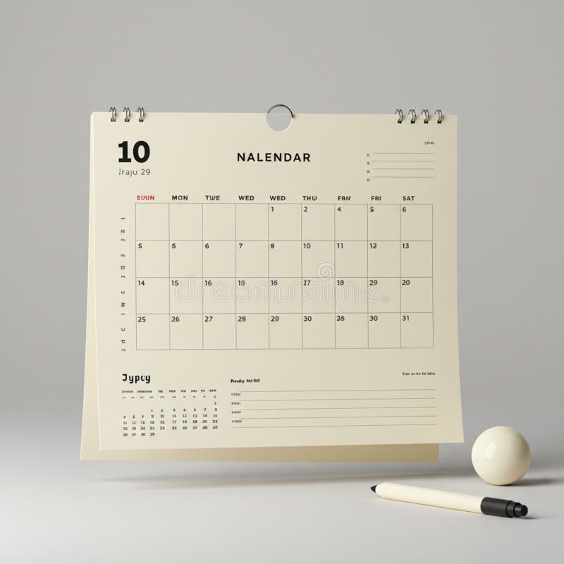 Wall Calendar with Spiral Binding, Featuring a Month Layout for October ...