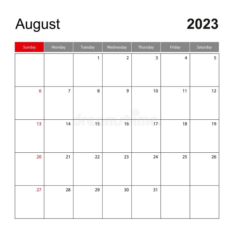 Calendar for August 2023, Blue Circle Design. English Language, Week ...