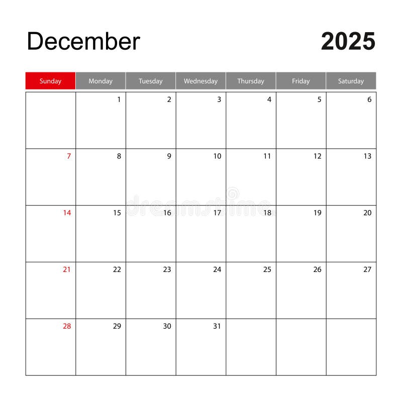 Wall Calendar Template for December 2025. Holiday and Event Planner ...