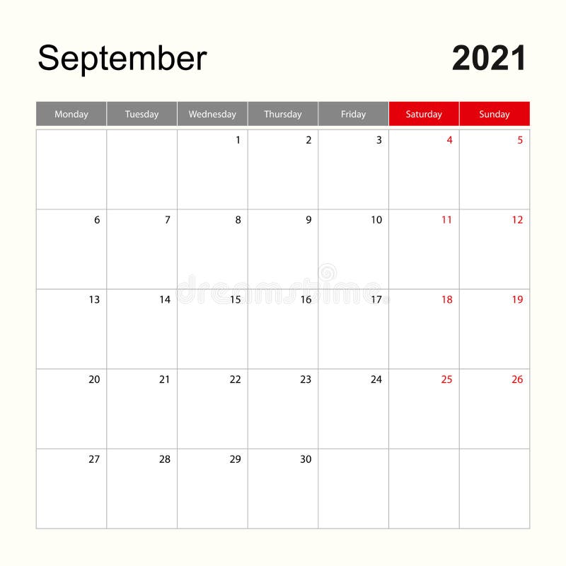 Calendar for September 2022, Blue Circle Design. English Language, Week ...