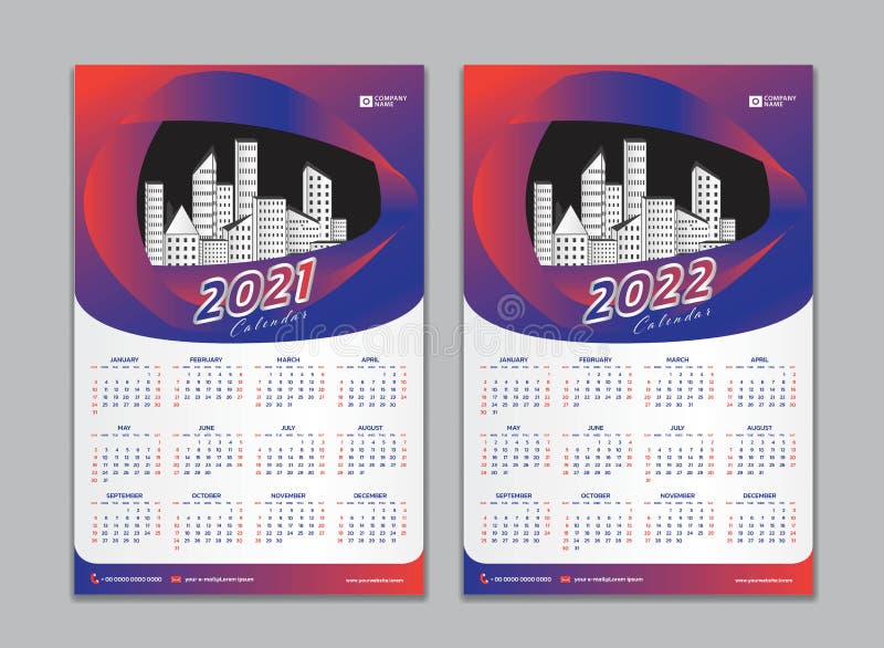 Calendar 2021-2022 Template Vector. Wall Calendar 2021,2022 Design, 12 ...