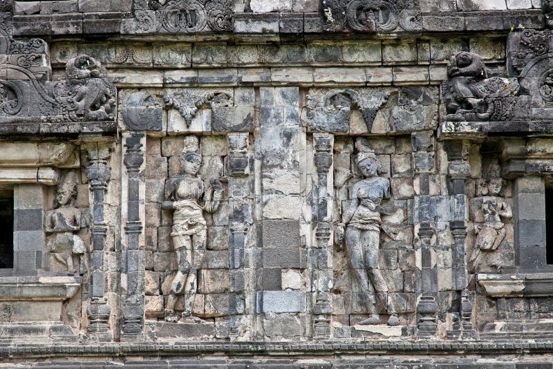 Wall on Candi Sari Temple in Prambanan Valley on Java. Indonesi Stock ...