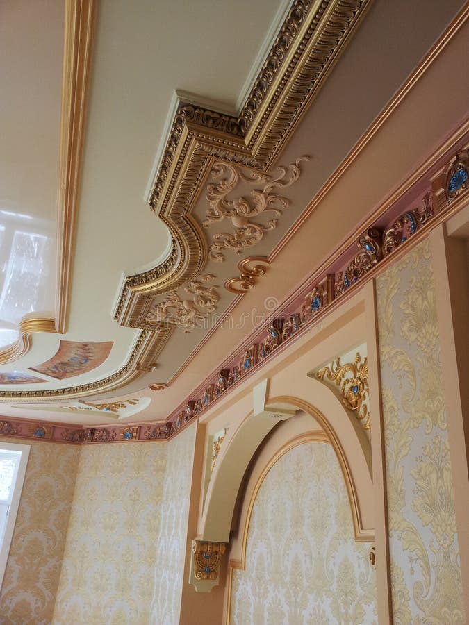 Wall and Ceiling Decoration, Finishing Works Stock Image - Image of ...