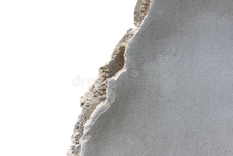 The Wall of a Cement House that Was Smashed Isolate on White Background ...