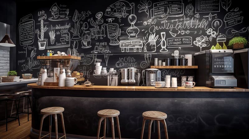 Wall Chalkboard Mural Inside a Cafe with a Variety of Drinks ...