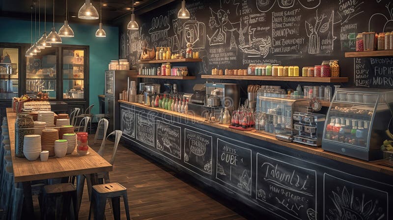 Wall Chalkboard Mural Inside a Cafe with a Variety of Drinks ...