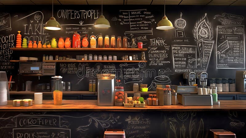 Wall Chalkboard Mural Inside a Cafe with a Variety of Drinks ...
