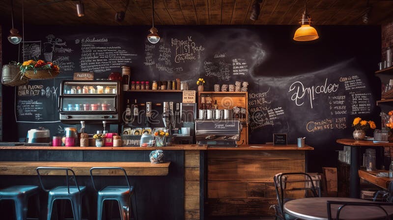 Wall Chalkboard Mural Inside a Cafe with a Variety of Drinks ...