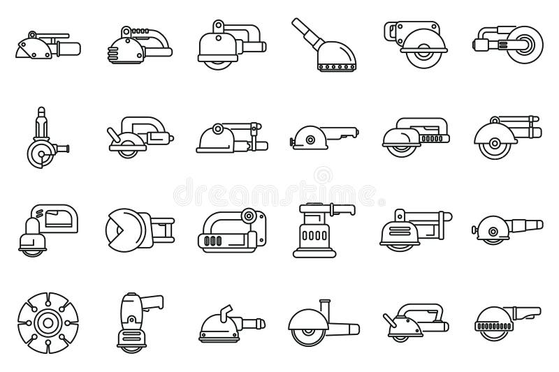Wall Chaser Icons Set Outline Vector. Construction Building Stock ...