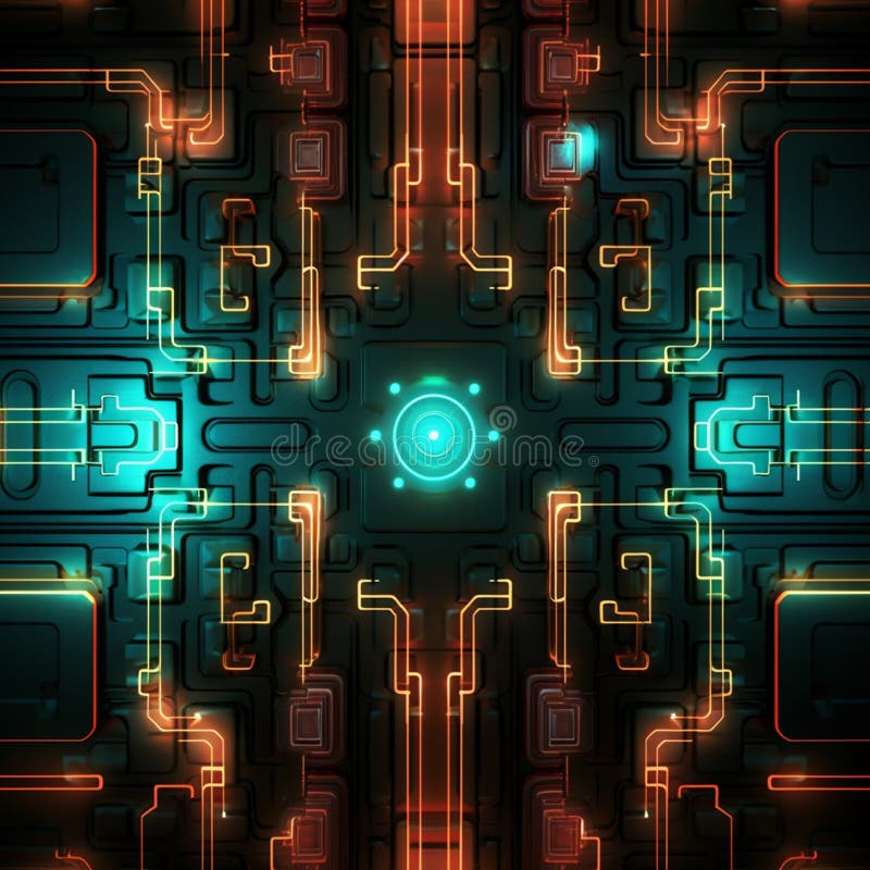 Colorful Wall Circuit Texture Image. 3D Effect Stock Illustration ...