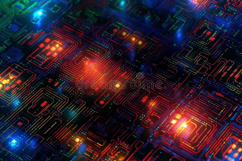 Colorful Wall Circuit Texture Image. 3D Effect Stock Illustration ...