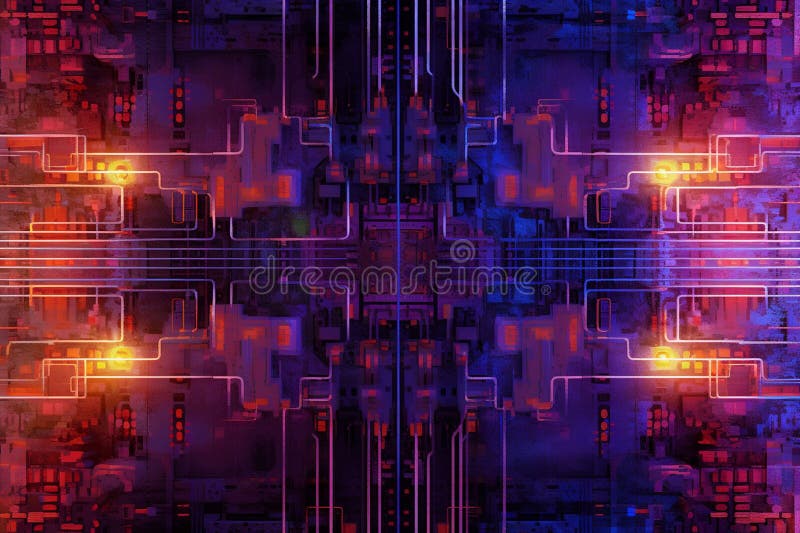 Colorful Wall Circuit Texture Image. 3D Effect Stock Illustration ...