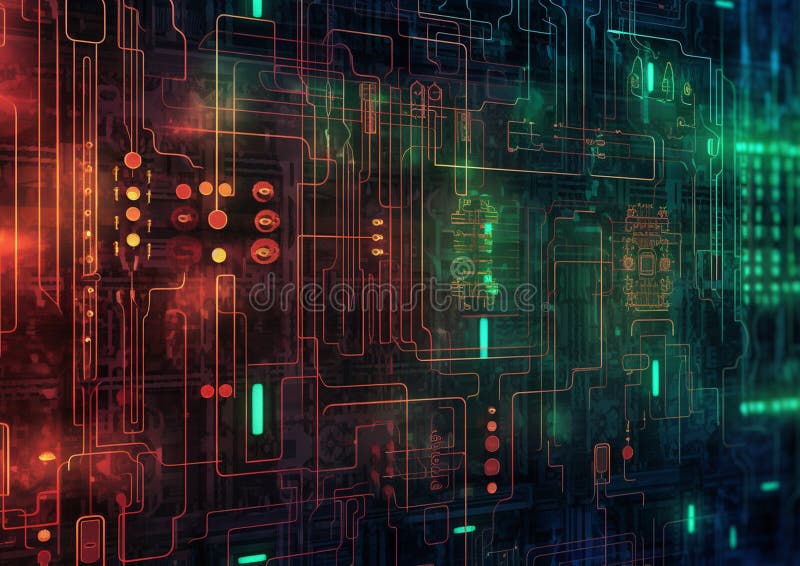 Colorful Wall Circuit Texture Image. 3D Effect Stock Illustration ...