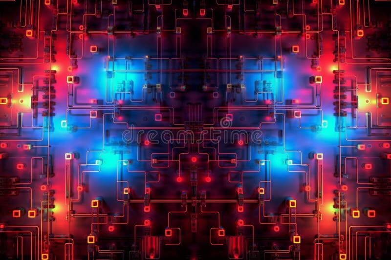 Colorful Wall Circuit Texture Image. 3D Effect Stock Illustration ...