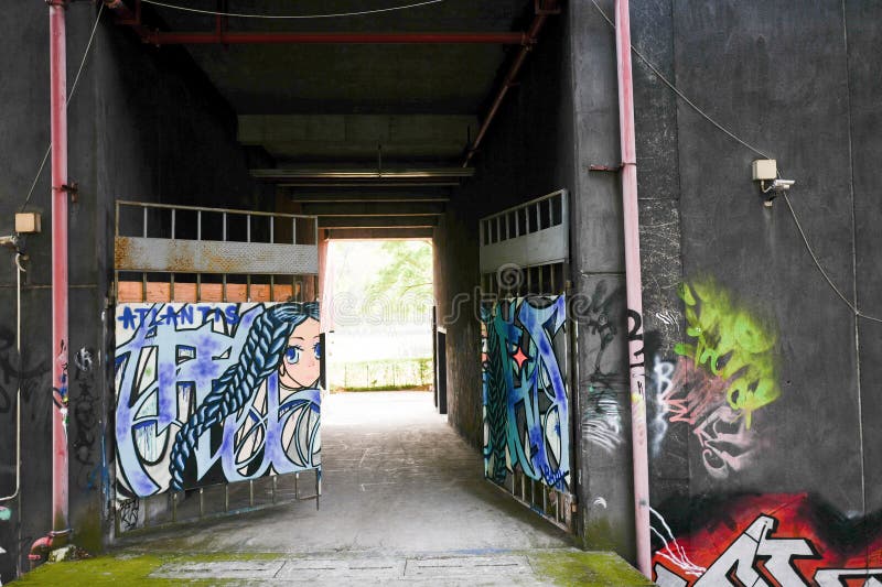 The Wall with City Graffiti Editorial Photography - Image of gate ...