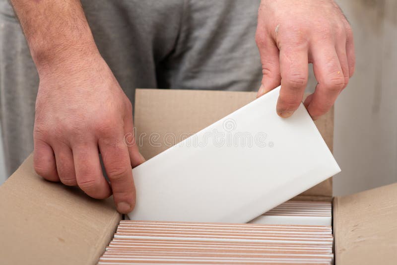 Wall Cladding with Decorative Tiles Stock Photo - Image of laying ...