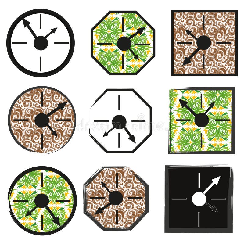 Wall Clock in Cartoon Style. Wall Clocks of Various Shapes ...